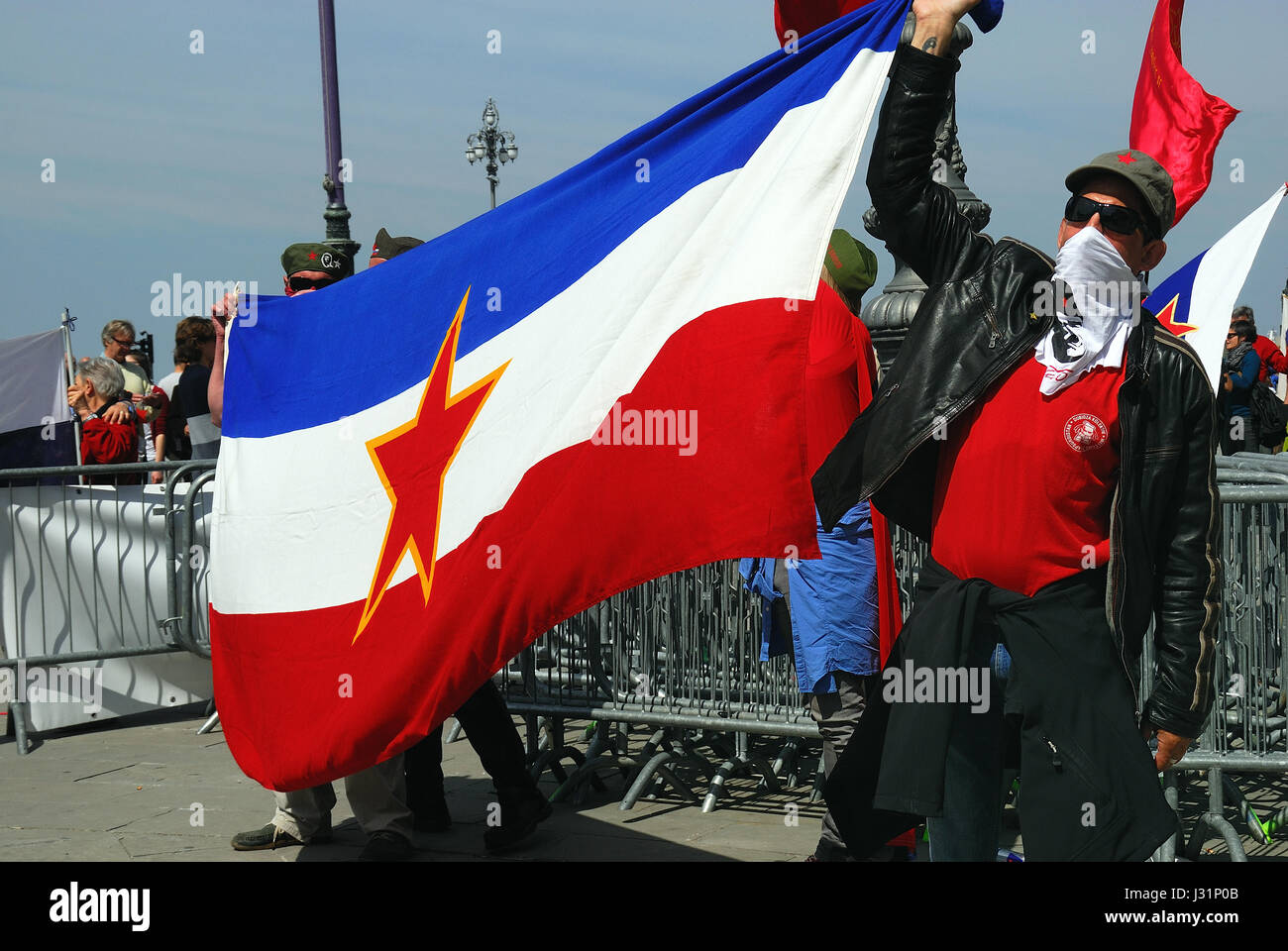 Trieste, Italy, May 1st, 2017. One thousand people gather and march ...