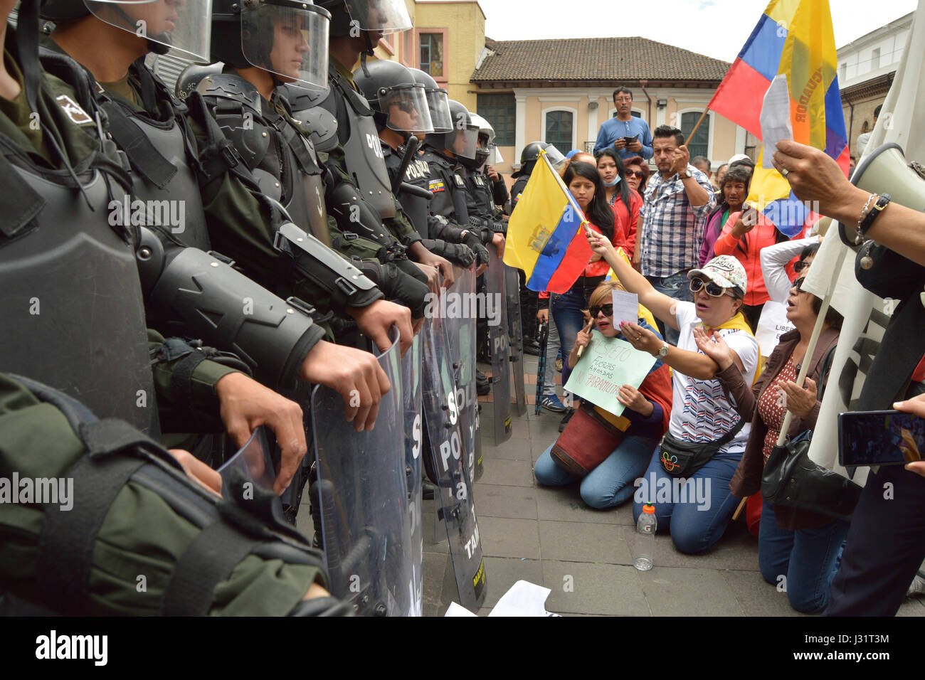 Quito, Ecuador. 01st May, 2017. Protests during the commemoration for ...