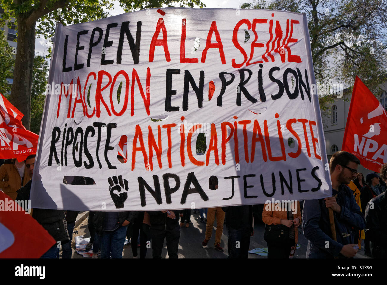 Paris, France. 1st May, 2017. Demonstrators attend the annual May Day ...