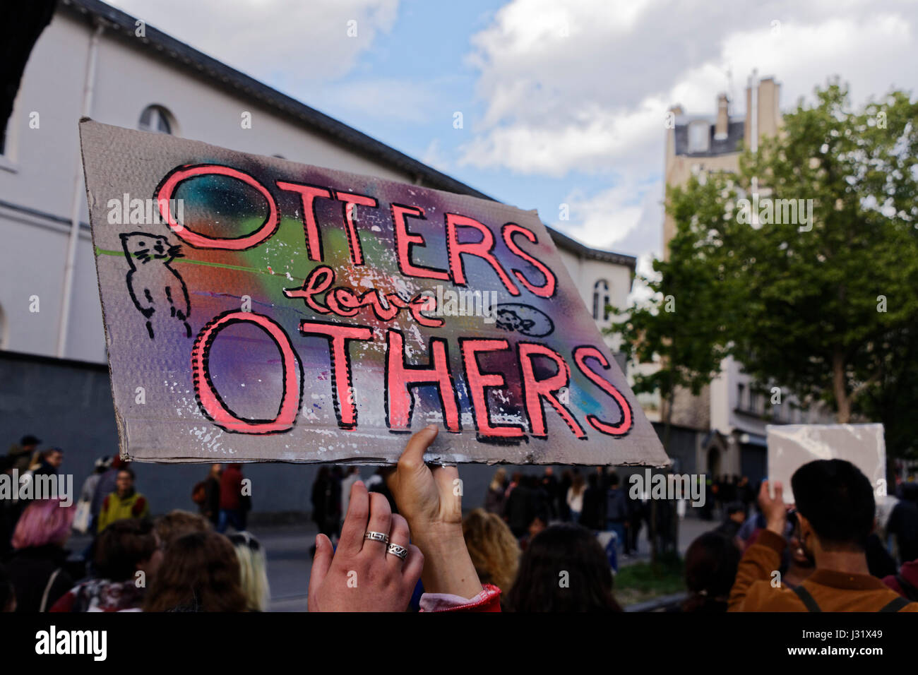 Paris, France. 1st May, 2017. Demonstrators attend the annual May Day ...
