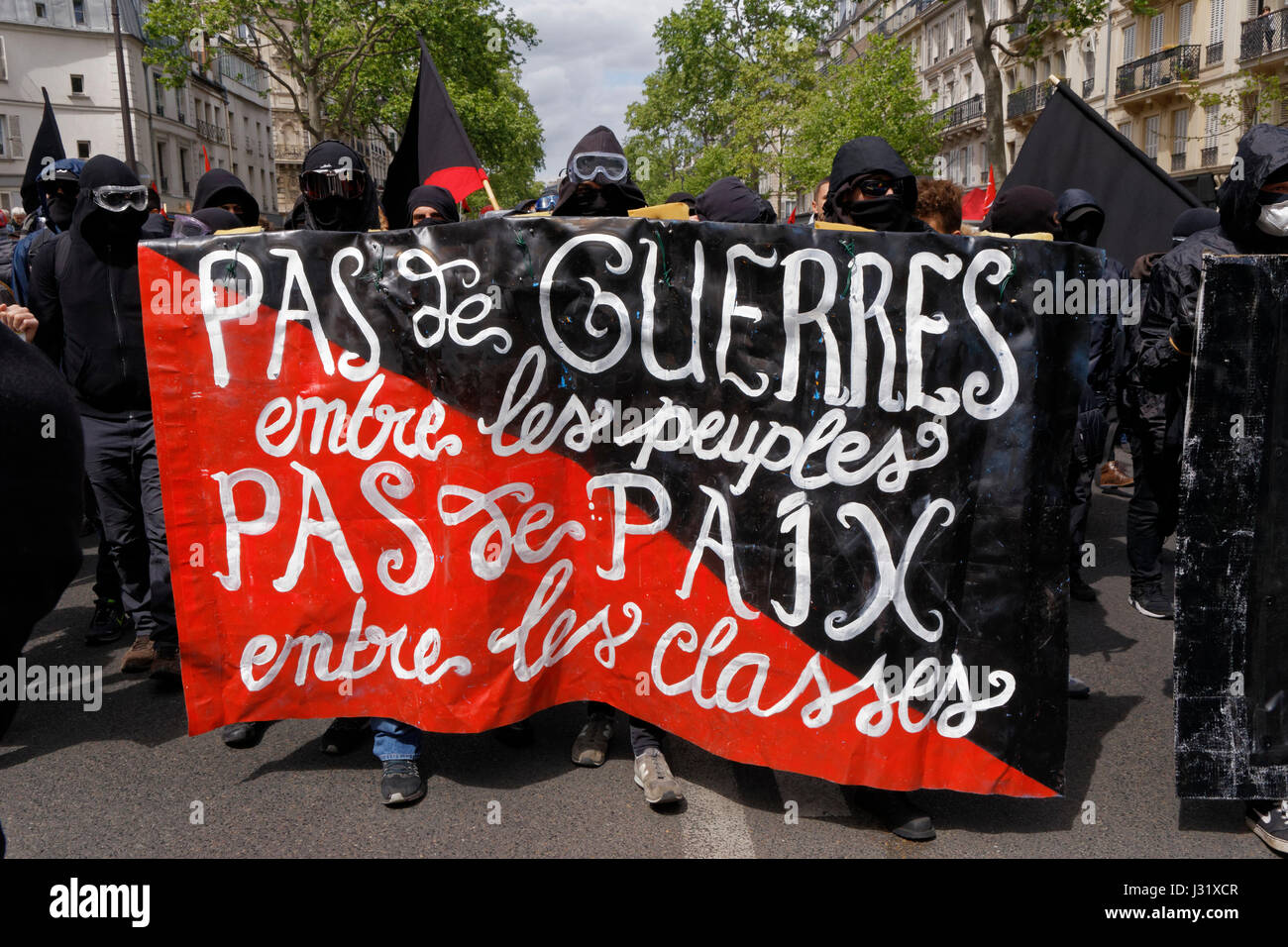 Paris, France. 1st May, 2017. Demonstrators attend the annual May Day ...