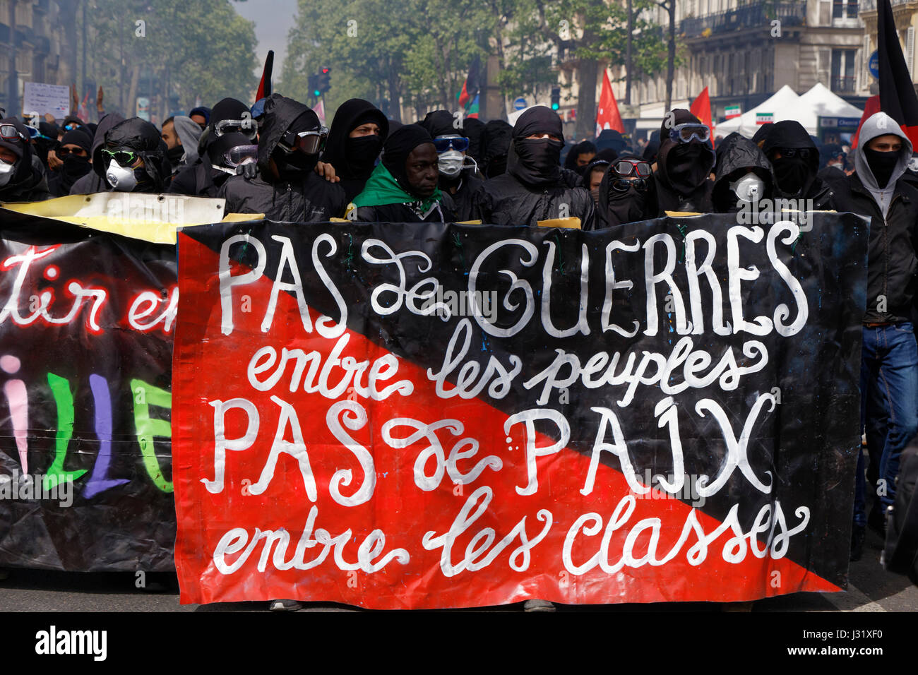 Paris, France. 1st May, 2017. Demonstrators attend the annual May Day ...