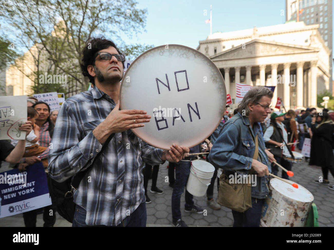 New York, USA. 1st May, 2017. Demonstrators take part in the "Rise Up ...