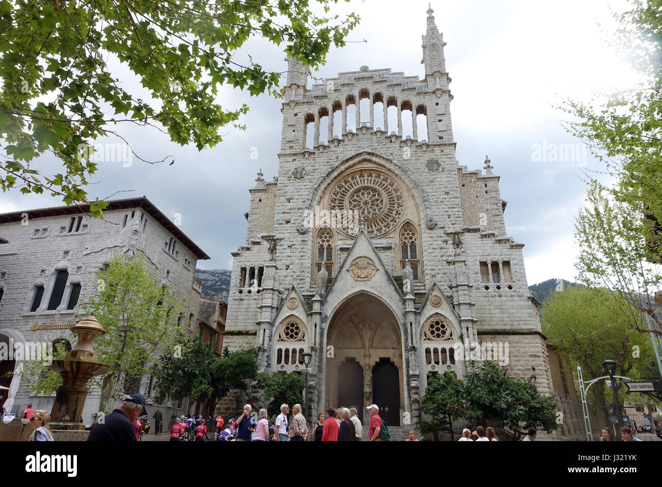 The Sant Bartomeu church in the Placa Constitucio in central Soller ...