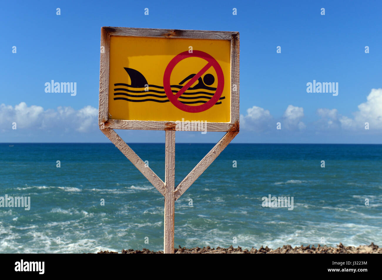 Mogadishu, Somalia. 1st May, 2017. A no-swimming sign on the coast near ...