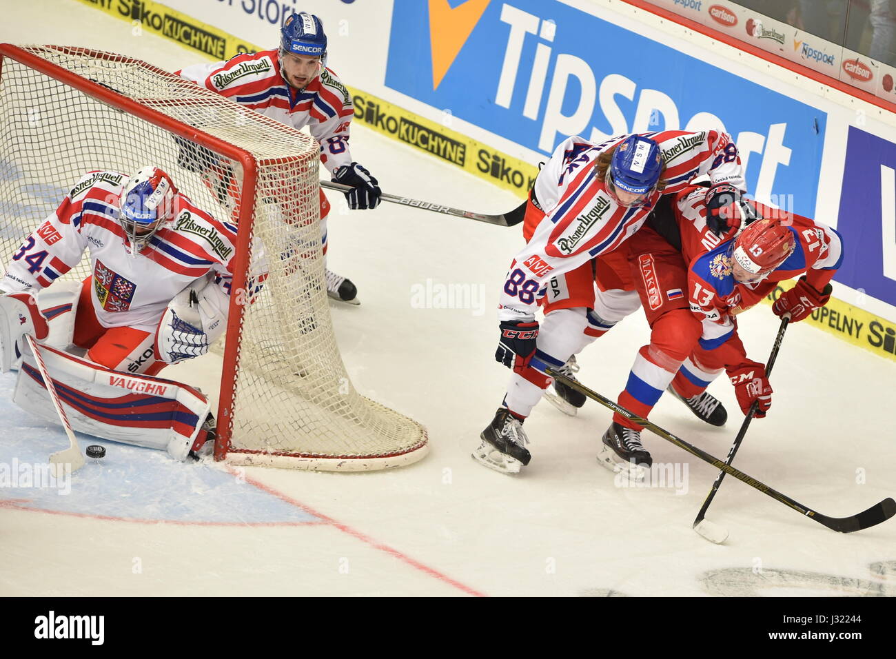 Ceske Budejovice, Czech Republic. 30th Apr, 2017. From left: goalkeeper ...