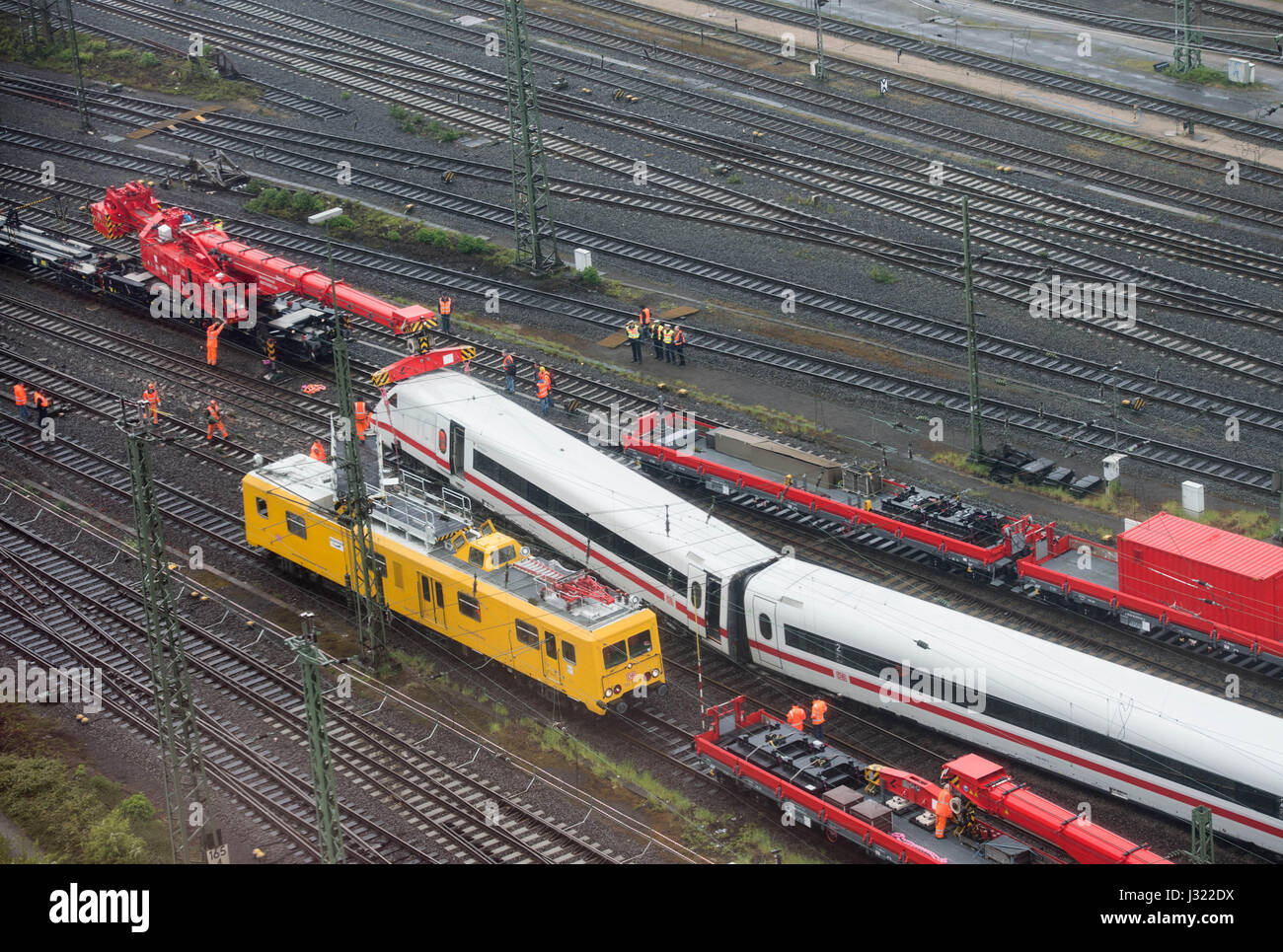 Dortmund, Germany. 2nd May, 2017. A derailed intercity express (ICE ...