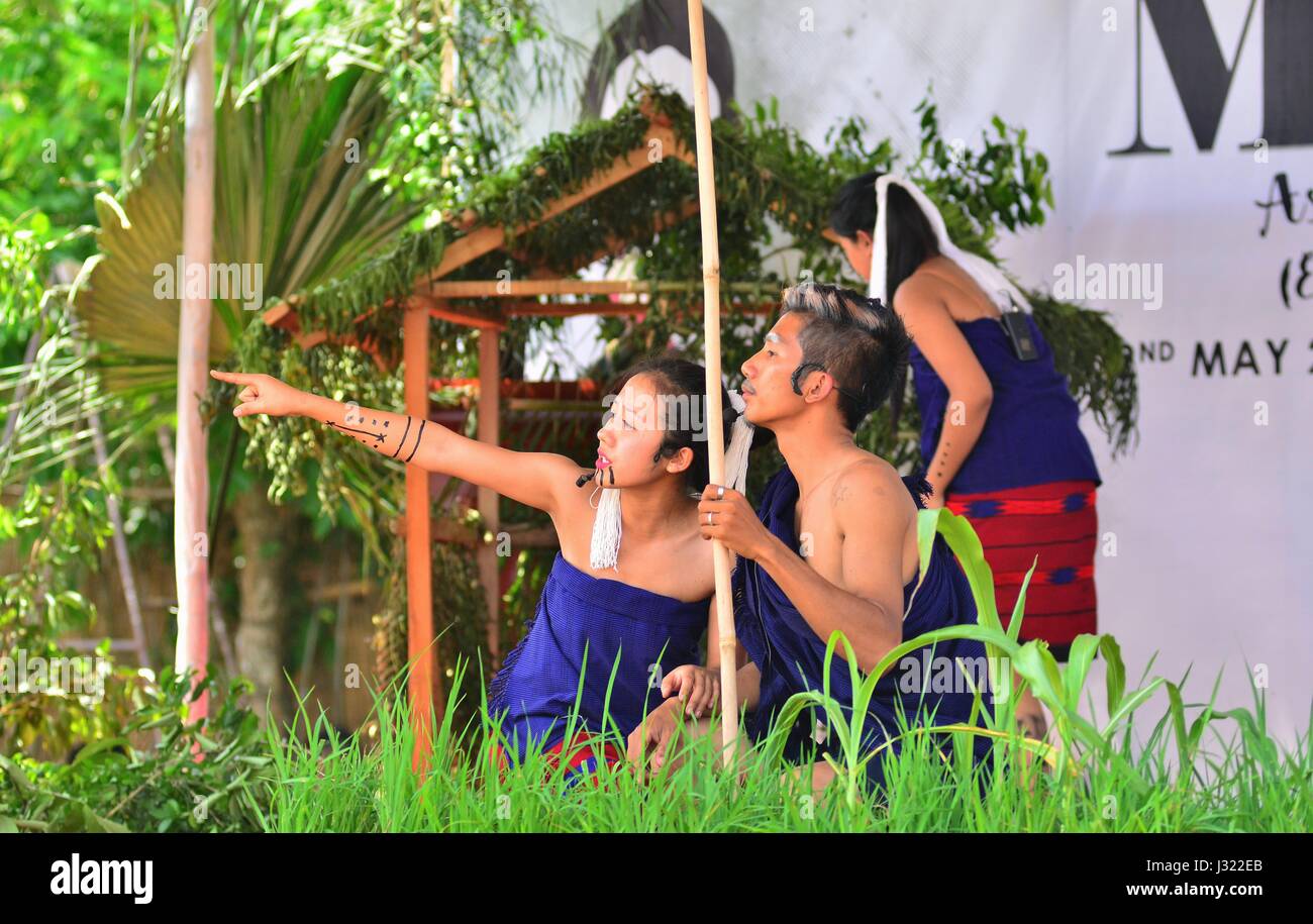 Dimapur, India. 2nd May, 2017. Naga tribesmen perform a traditional ...