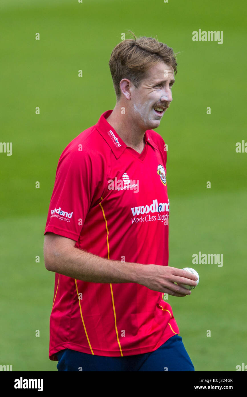 London, UK. 2nd May, 2017. Matthew Quinn bowling for Essex. Surrey v ...