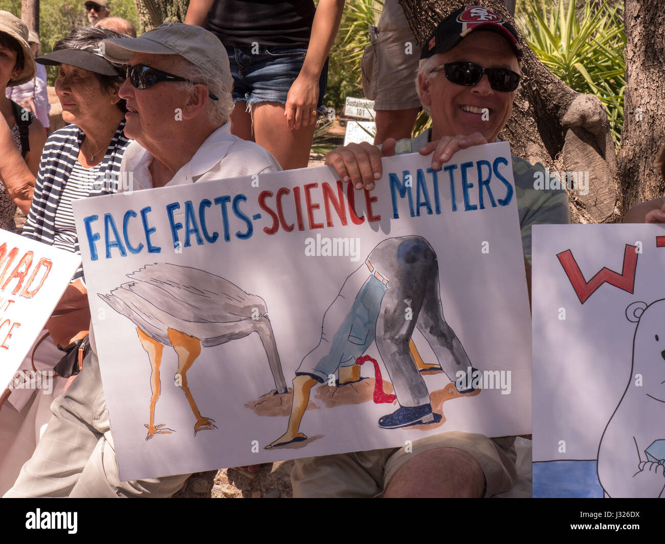 Senior citizens with protest signs at rally/march for Science on Earth ...