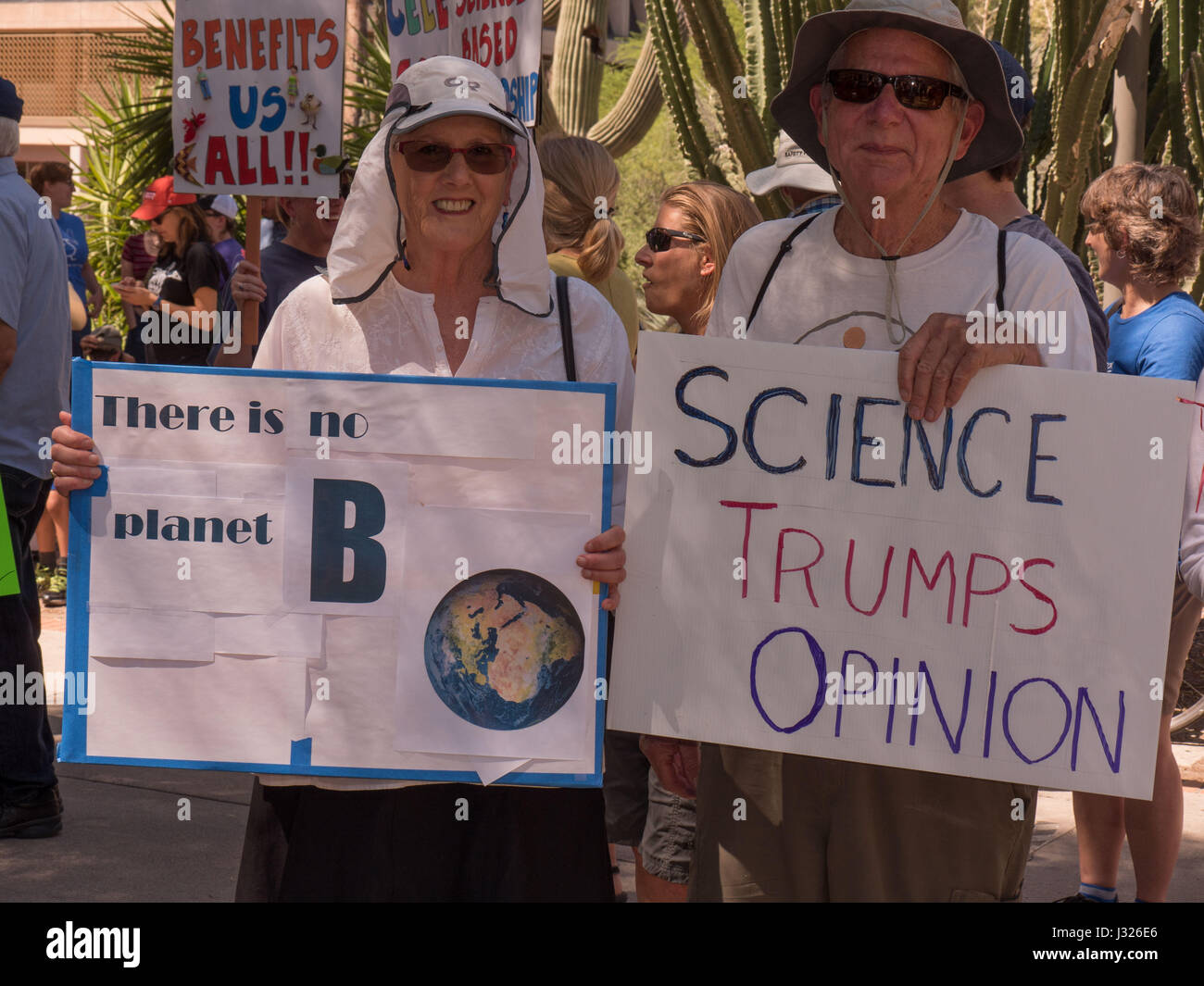Senior citizens with protest signs at rally/march for Science on Earth ...