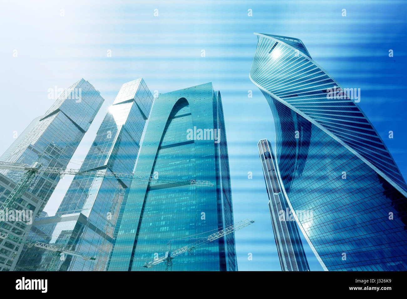 Photo of modern towers of skyscrapers Stock Photo - Alamy