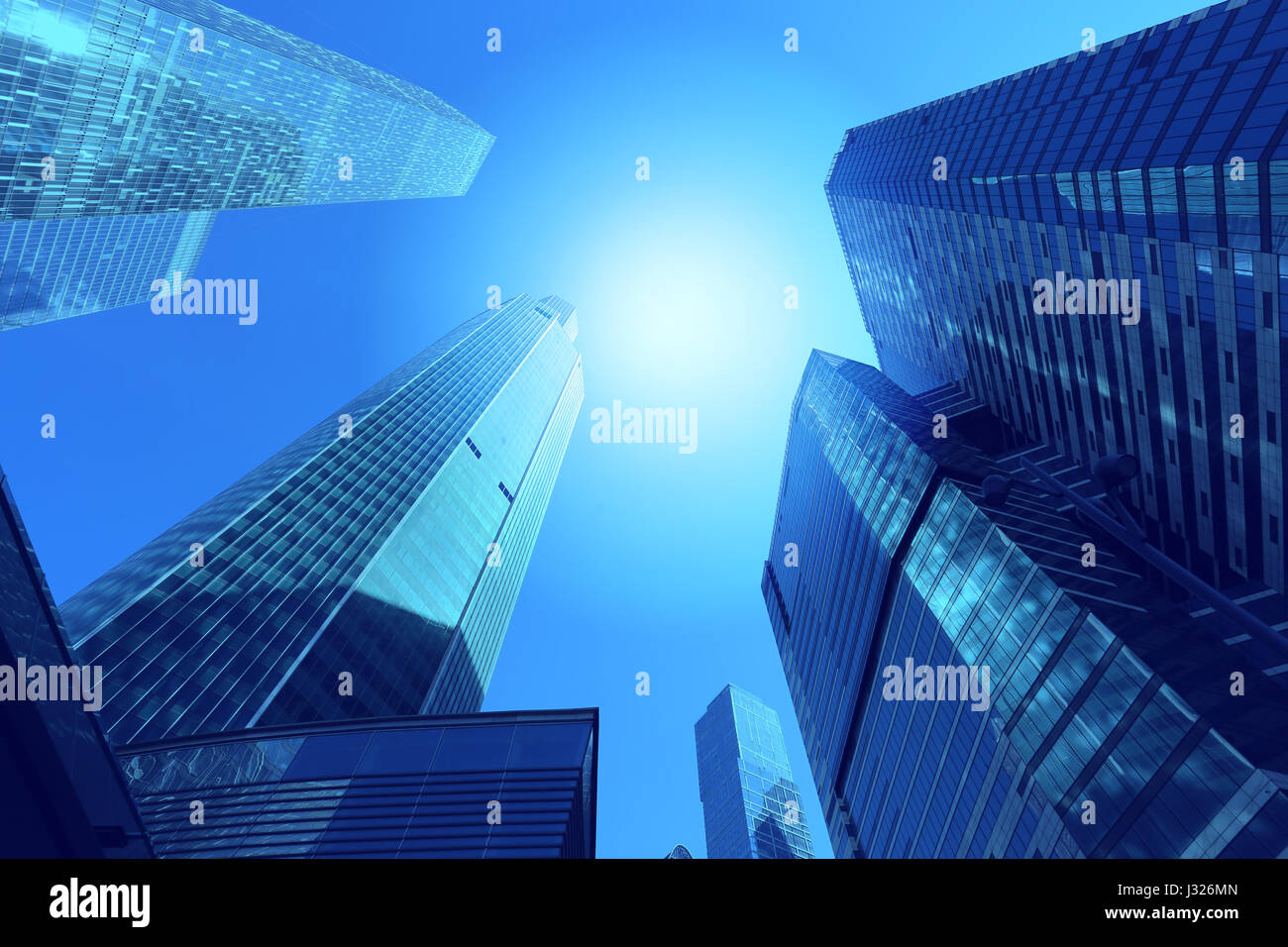 Photo of modern towers of skyscrapers Stock Photo - Alamy