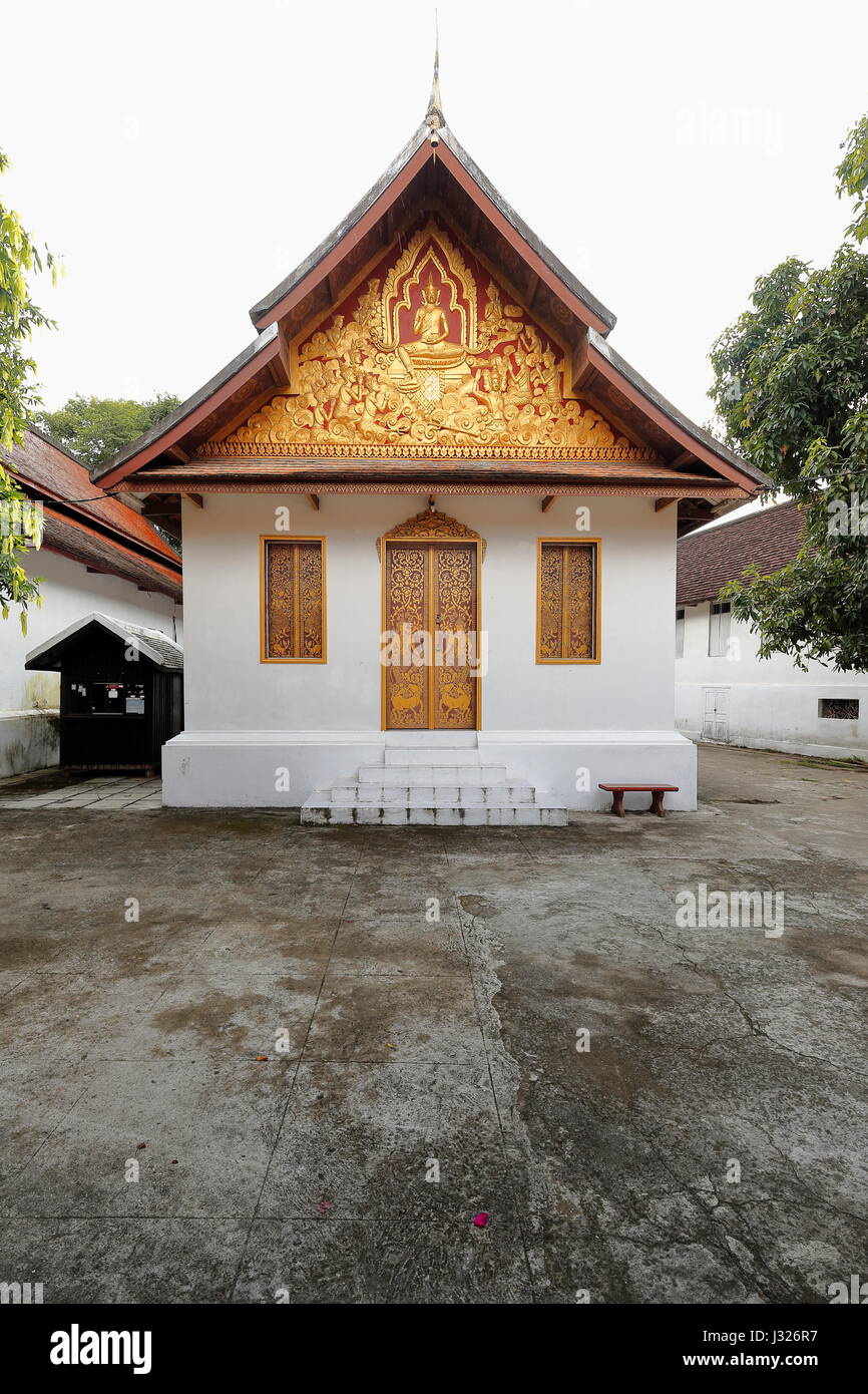 Small Kuti-monks dwelling building-doors closed of Wat Sene Souk Haram ...