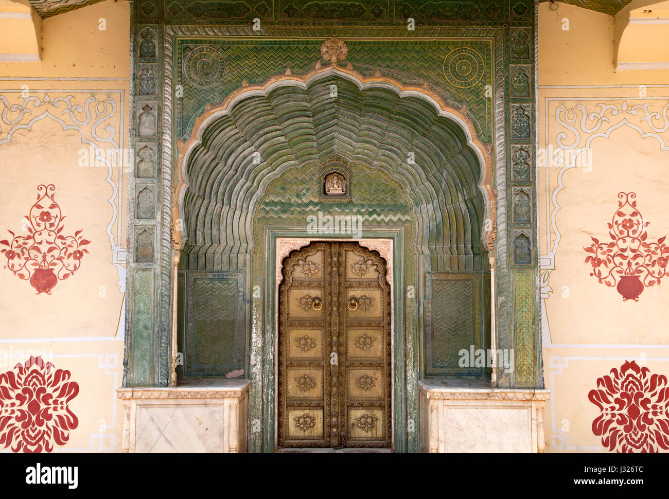 The Green Gate (or Spring Gate) at the City Palace of Jaipur in ...