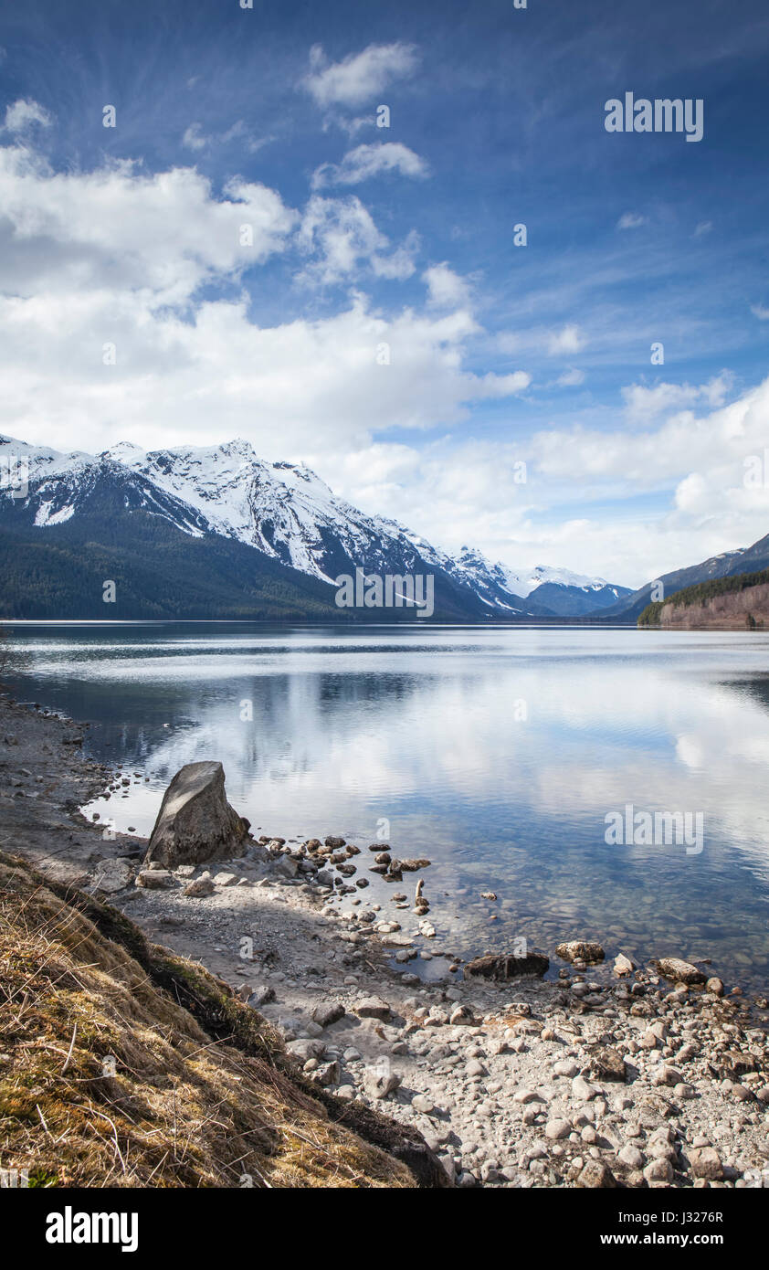 Spring at the Chilkat Lake near Haines in Southeast Alaska with clouds ...