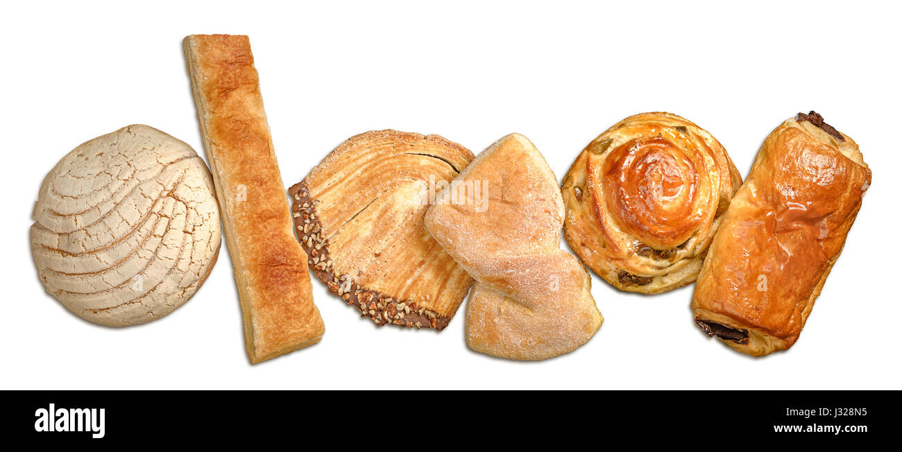 Sweet bread assorted traditional Mexican bakery isolated Stock Photo ...