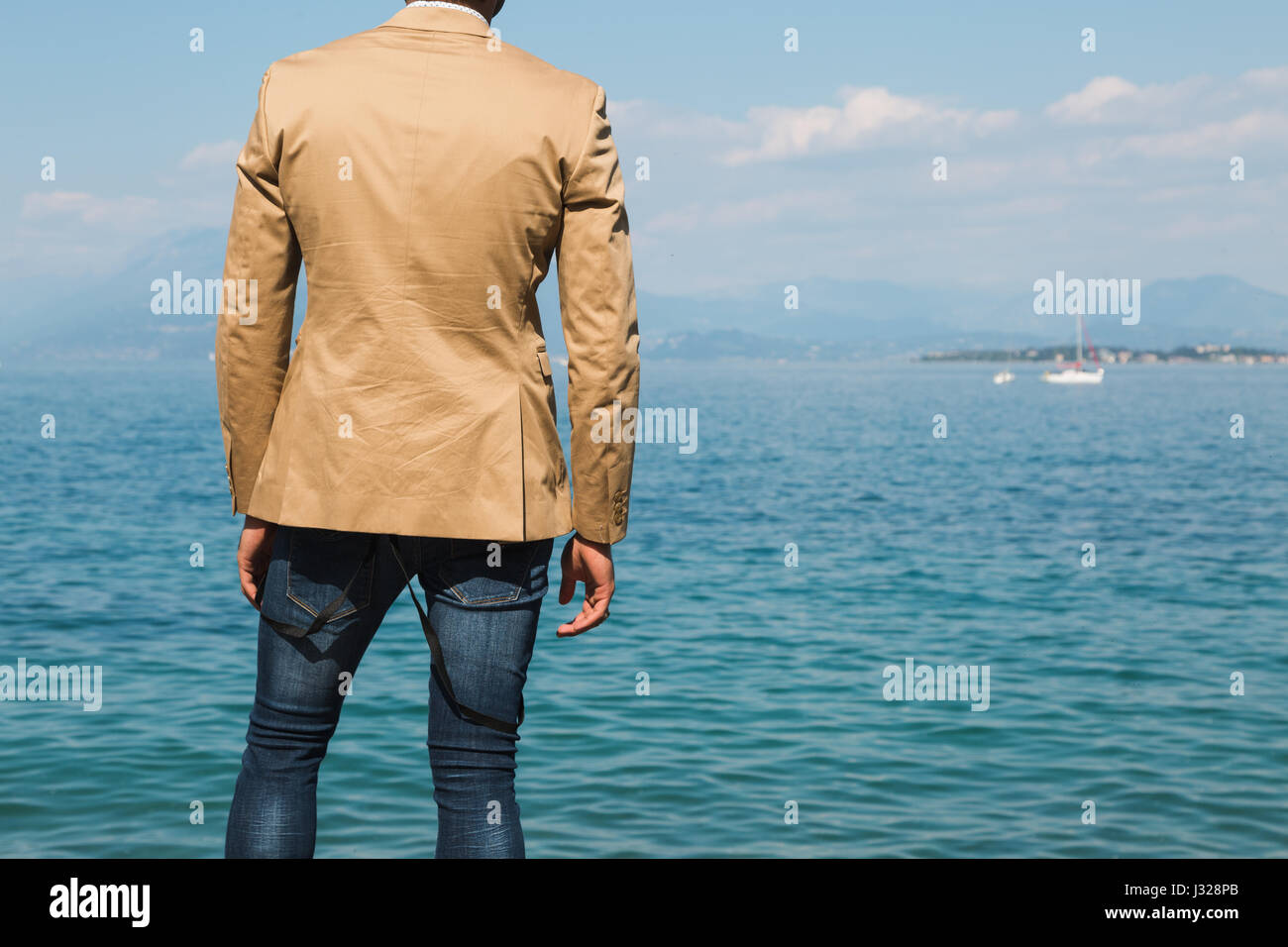 Man looking at the horizon. Concept of solitude and depression Stock ...