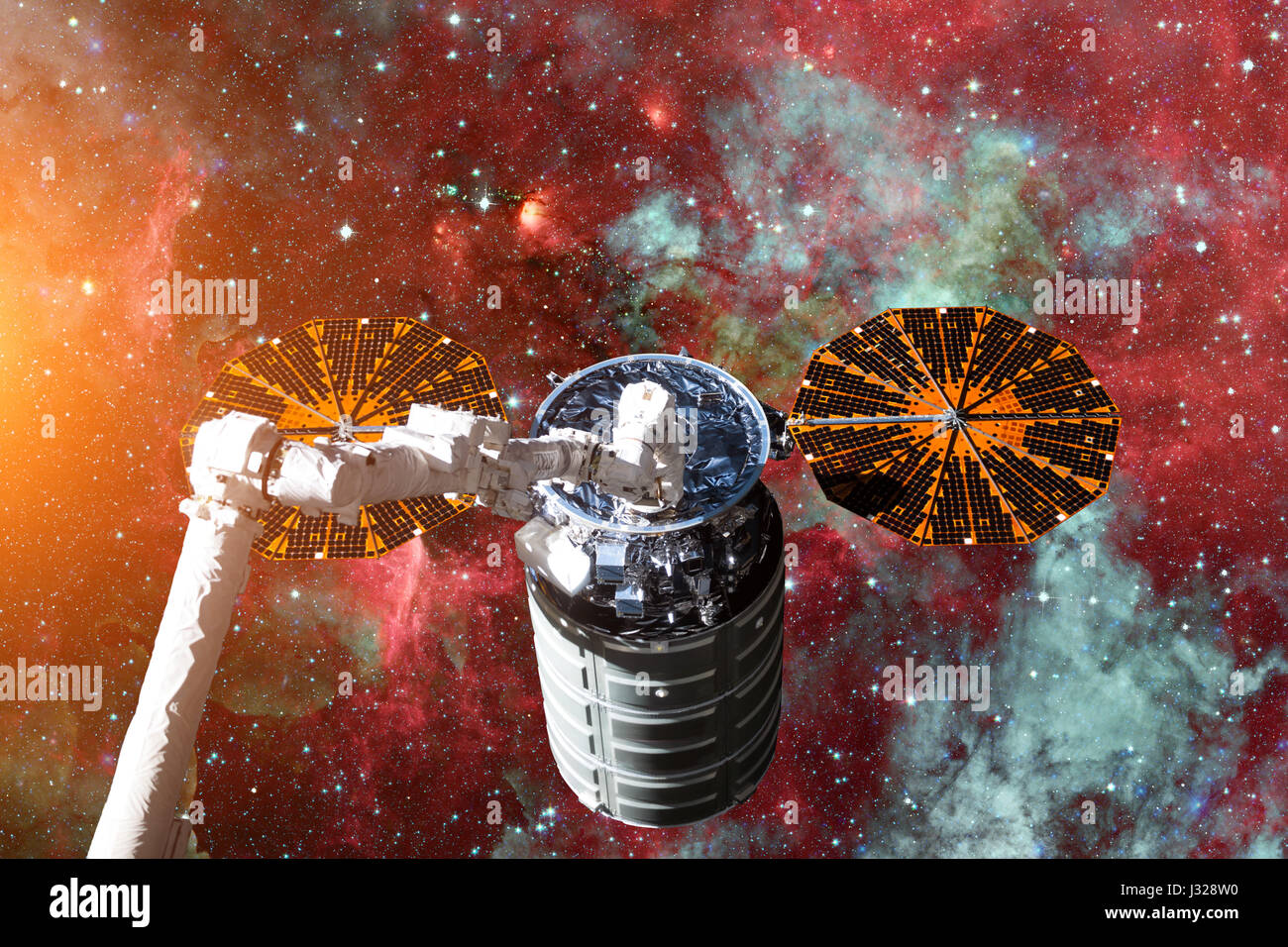 Cargo spacecraft - The Automated Transfer Vehicle over nebula Stock ...
