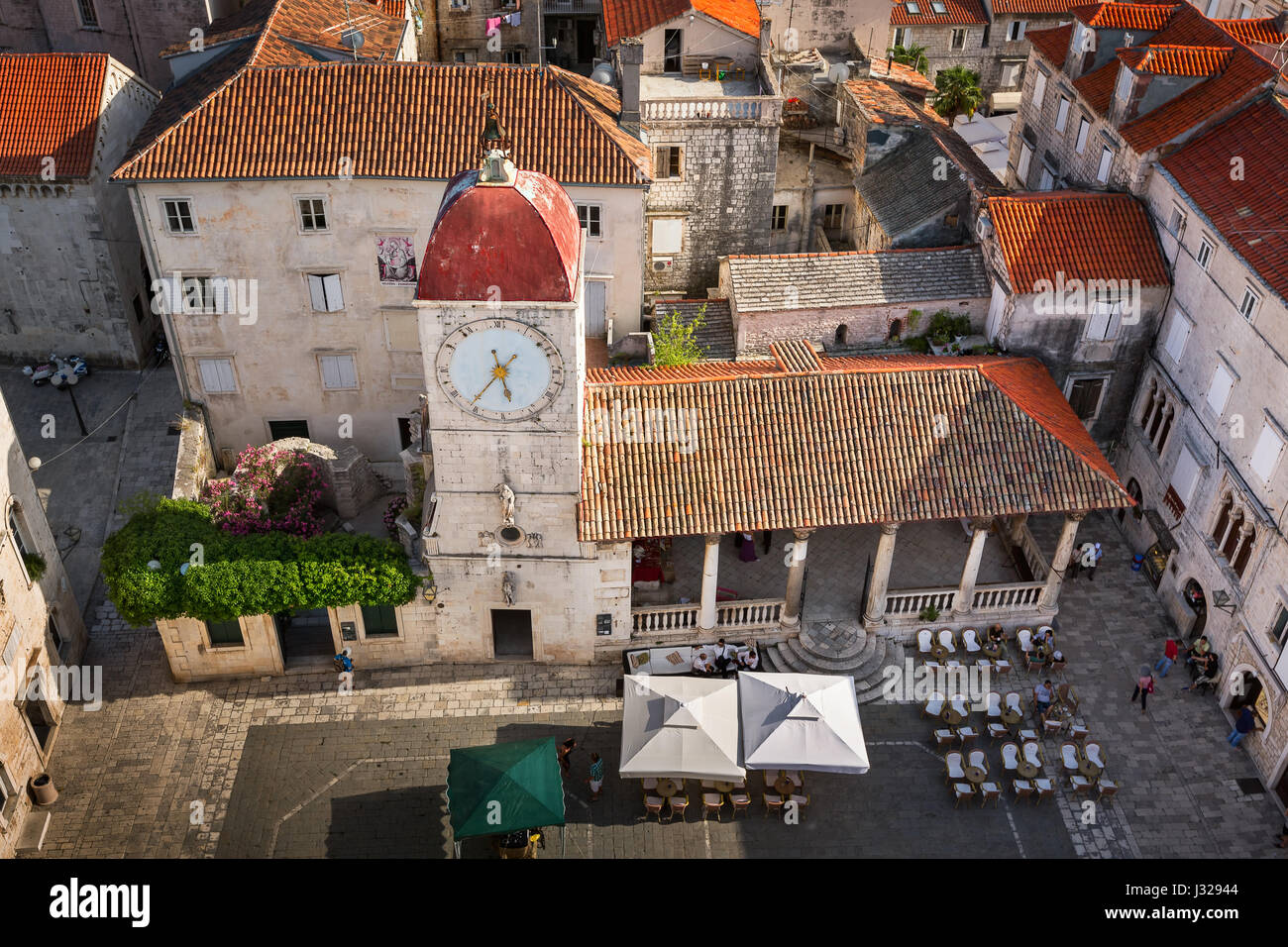 Aerial View of Saint Sebastian Church in the Center of Trogir, Dalmatia ...