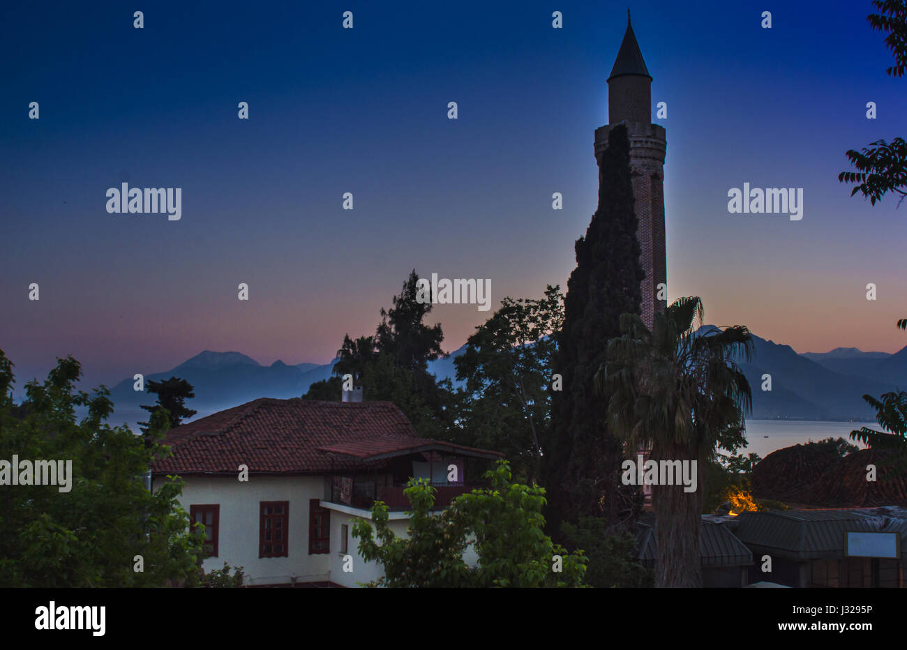 Sunset view over Antalya old city (Kaleici), Turkey Stock Photo - Alamy