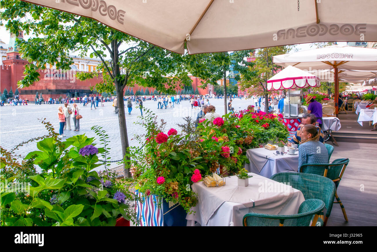 The Bosco cafe and the Red square Stock Photo - Alamy