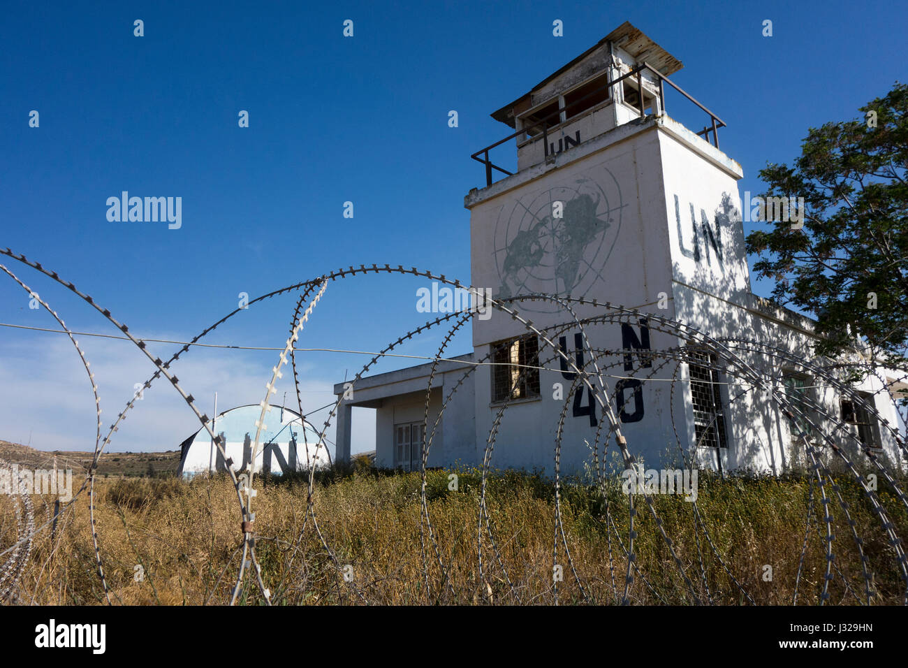 UN observation post, op 40, buffer zone, green line, Cyprus, UN Stock ...