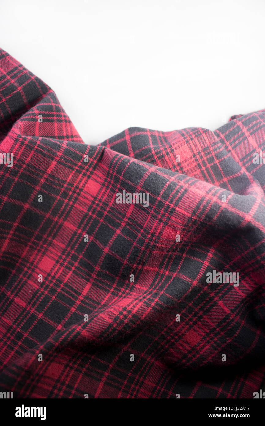 Red plaid flannel fabric cloth tartan garment textile Stock Photo - Alamy