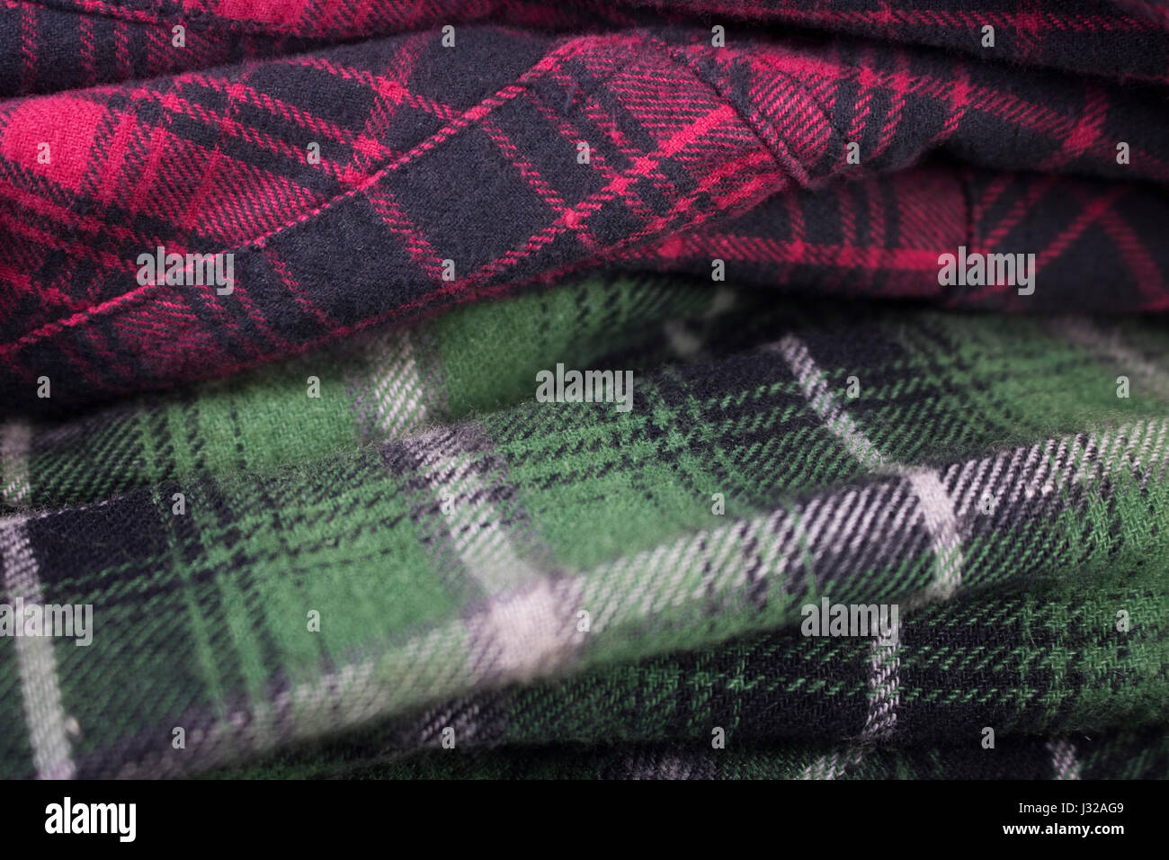 plaid flannel fabric cloth tartan garment textile Stock Photo - Alamy