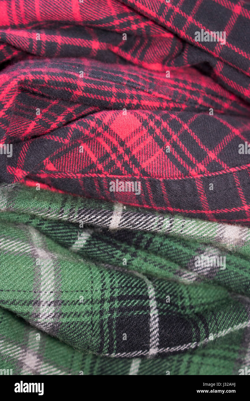 plaid flannel fabric cloth tartan garment textile Stock Photo - Alamy