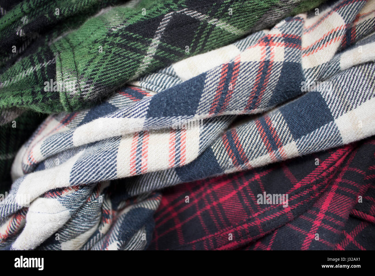 plaid flannel fabric cloth tartan garment textile Stock Photo - Alamy