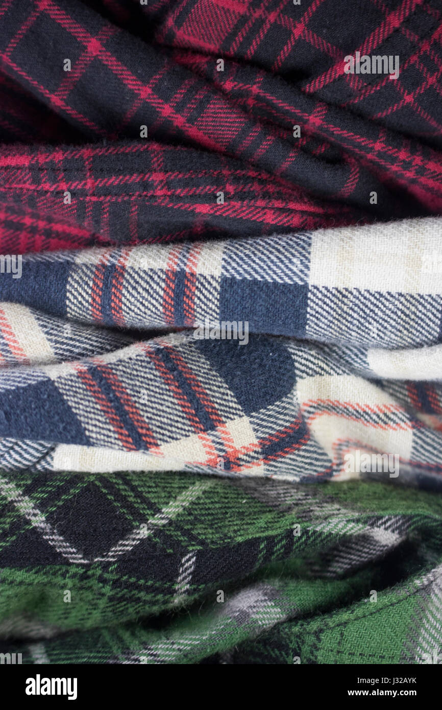 plaid flannel fabric cloth tartan garment textile Stock Photo - Alamy