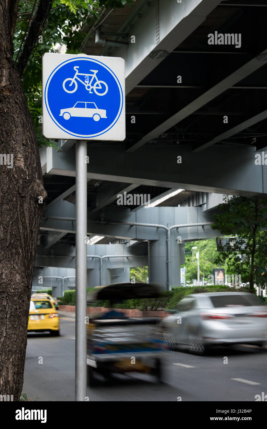 Traffic Signs for car and bicycle on street Stock Photo - Alamy