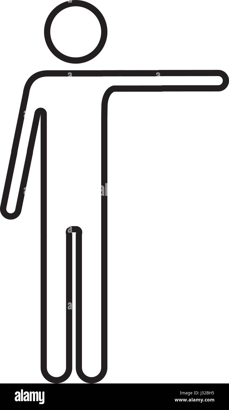 Pictogram man silhouette right arm Black and White Stock Photos ...