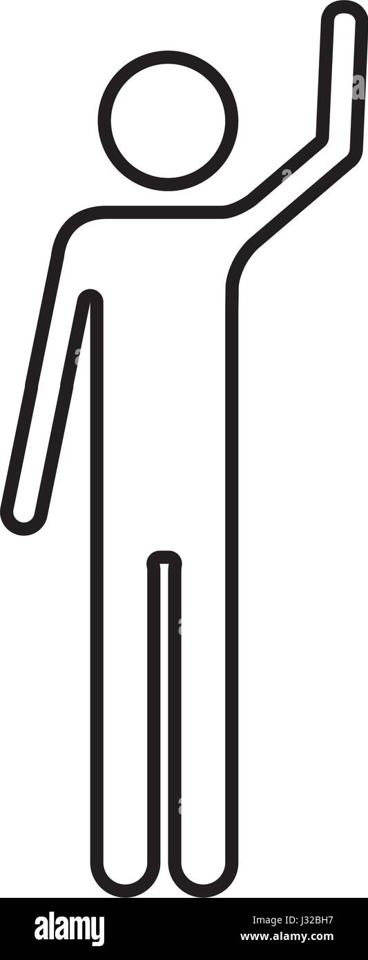 monochrome silhouette of pictogram man with left arm raised Stock ...