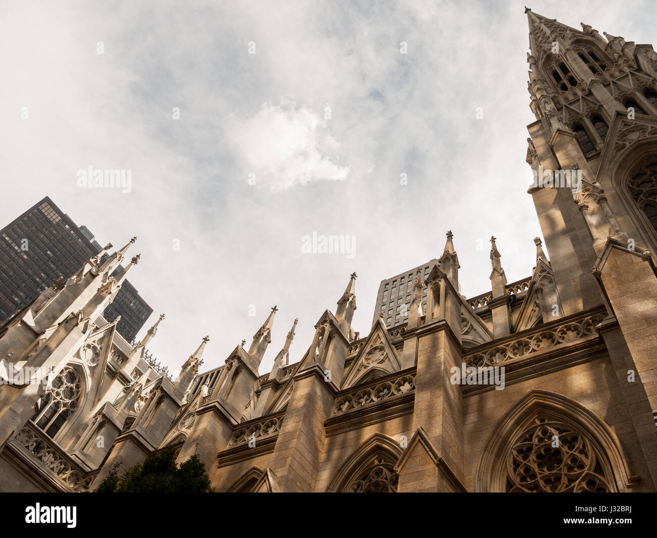 Side view of St Patrick's Cathedral located in Manhattan, New York ...