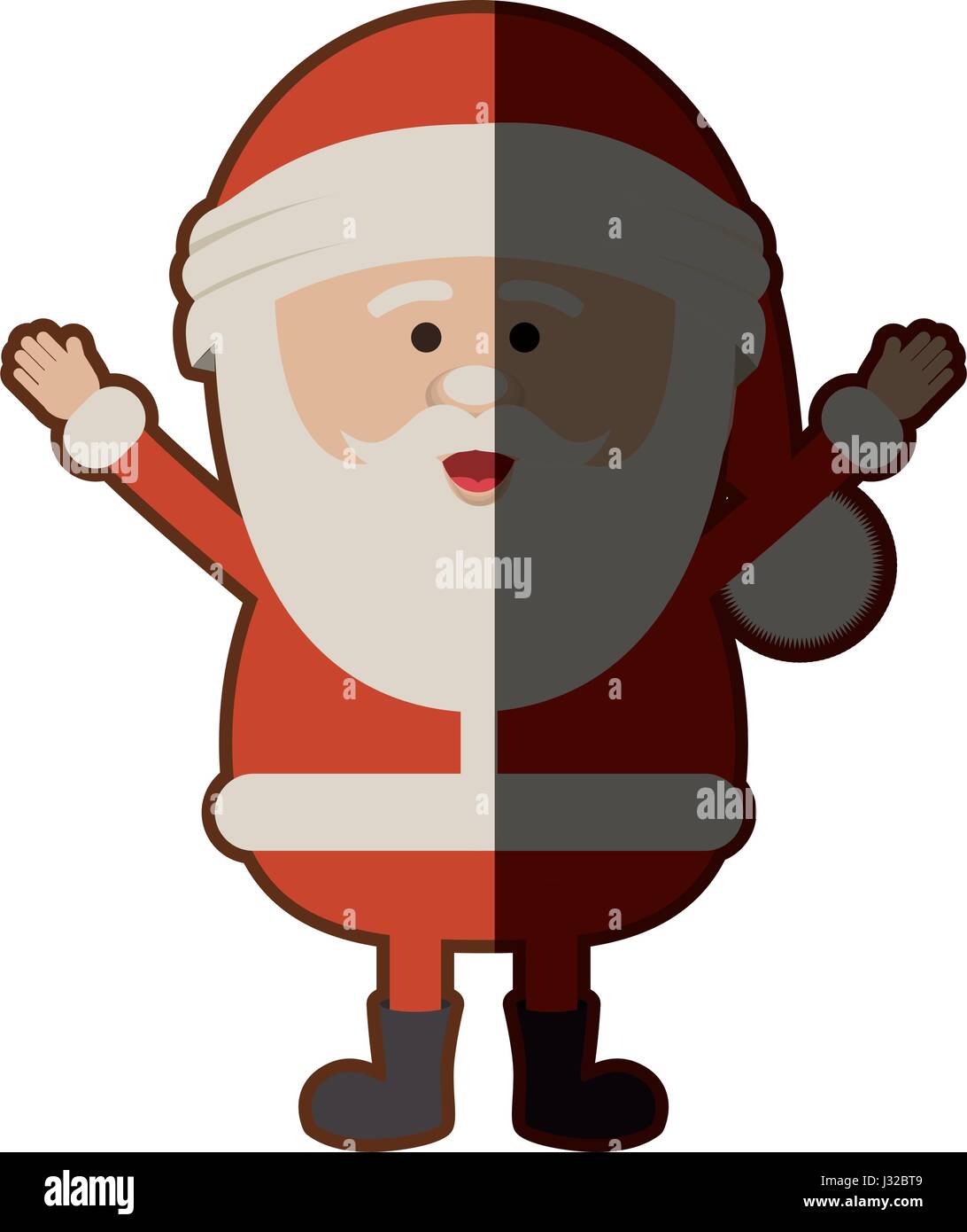 color silhouette of santa claus with open arms and half shadow Stock ...
