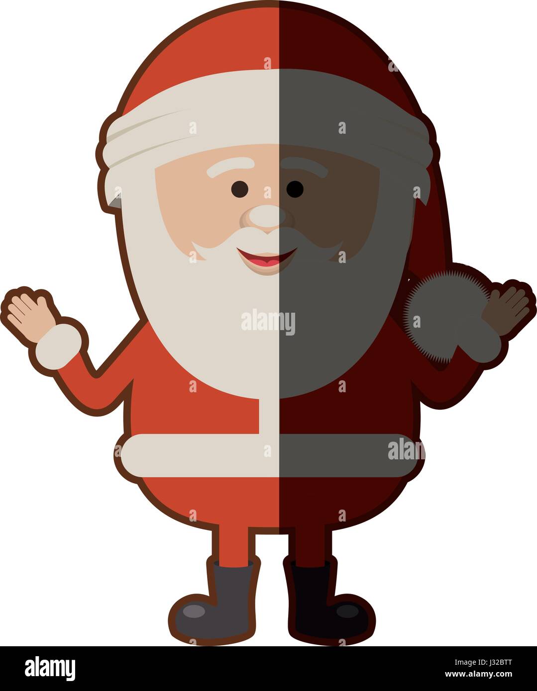 colorful silhouette of smiling santa claus and half shadow Stock Vector ...