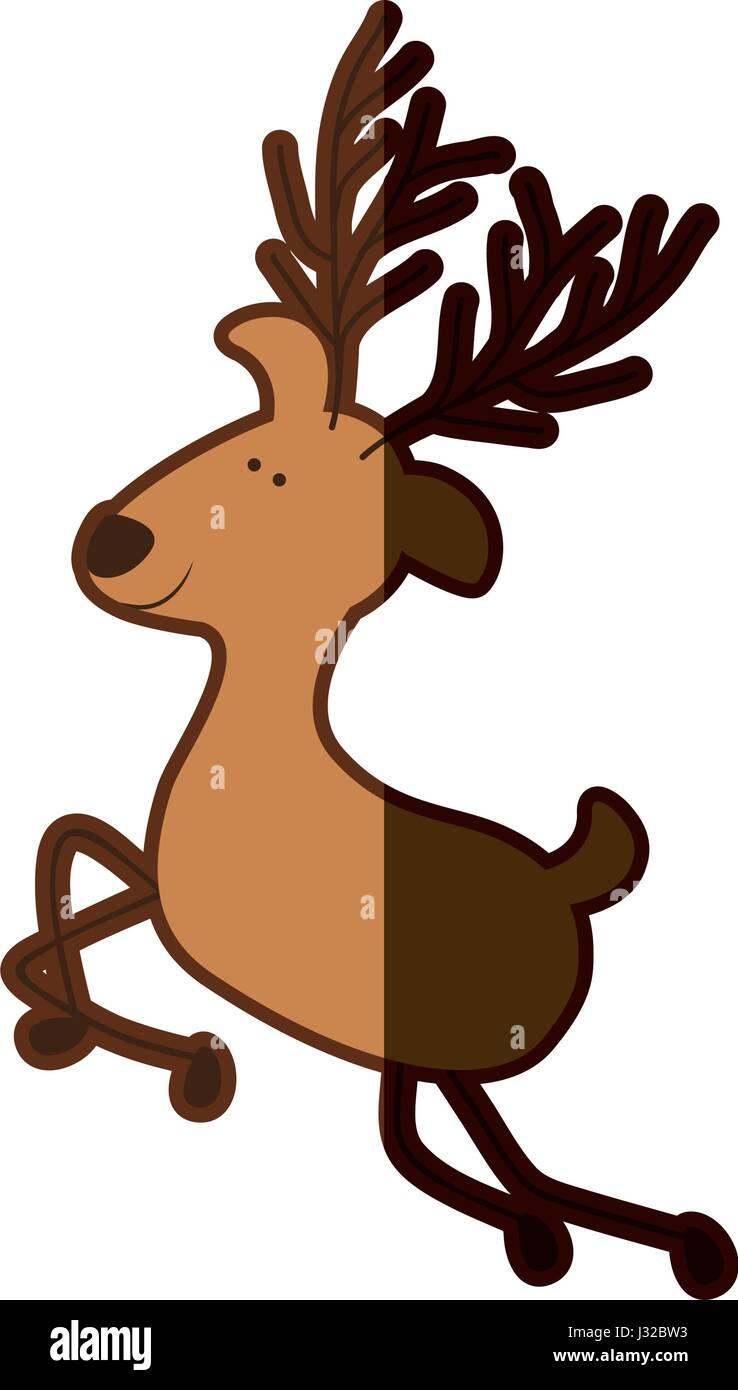 silhouette caricature color of reindeer jumping and half shadow Stock ...