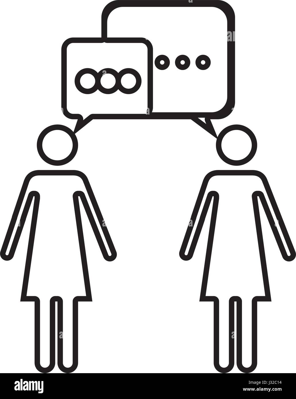 monochrome silhouette of pictogram women's dialogue Stock Vector Image ...