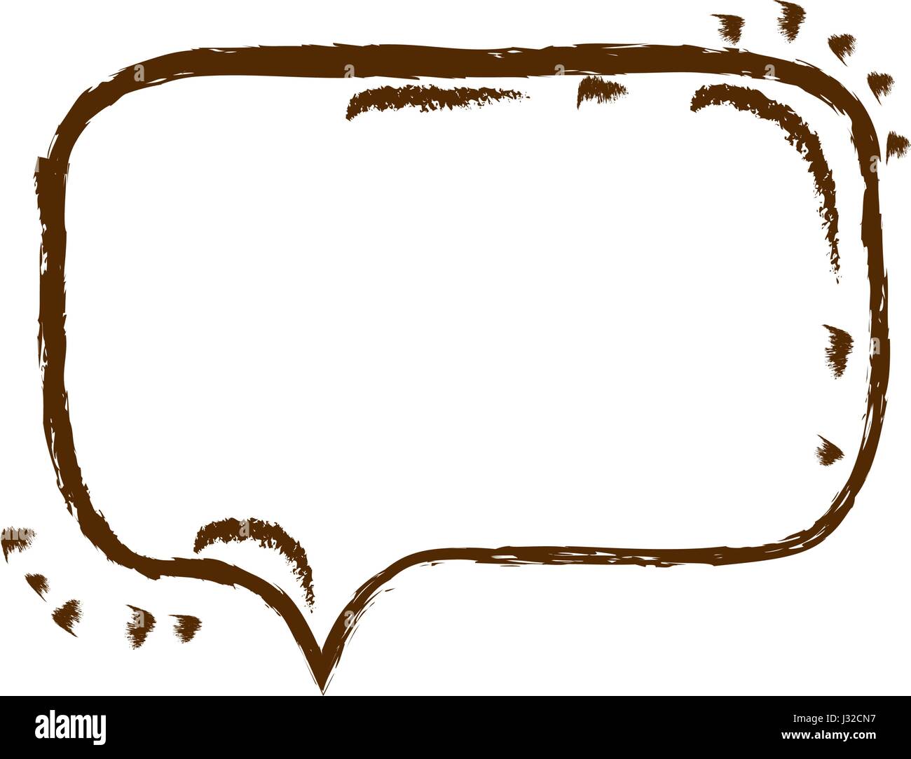monochrome hand drawn silhouette of rounded rectangle speech Stock ...
