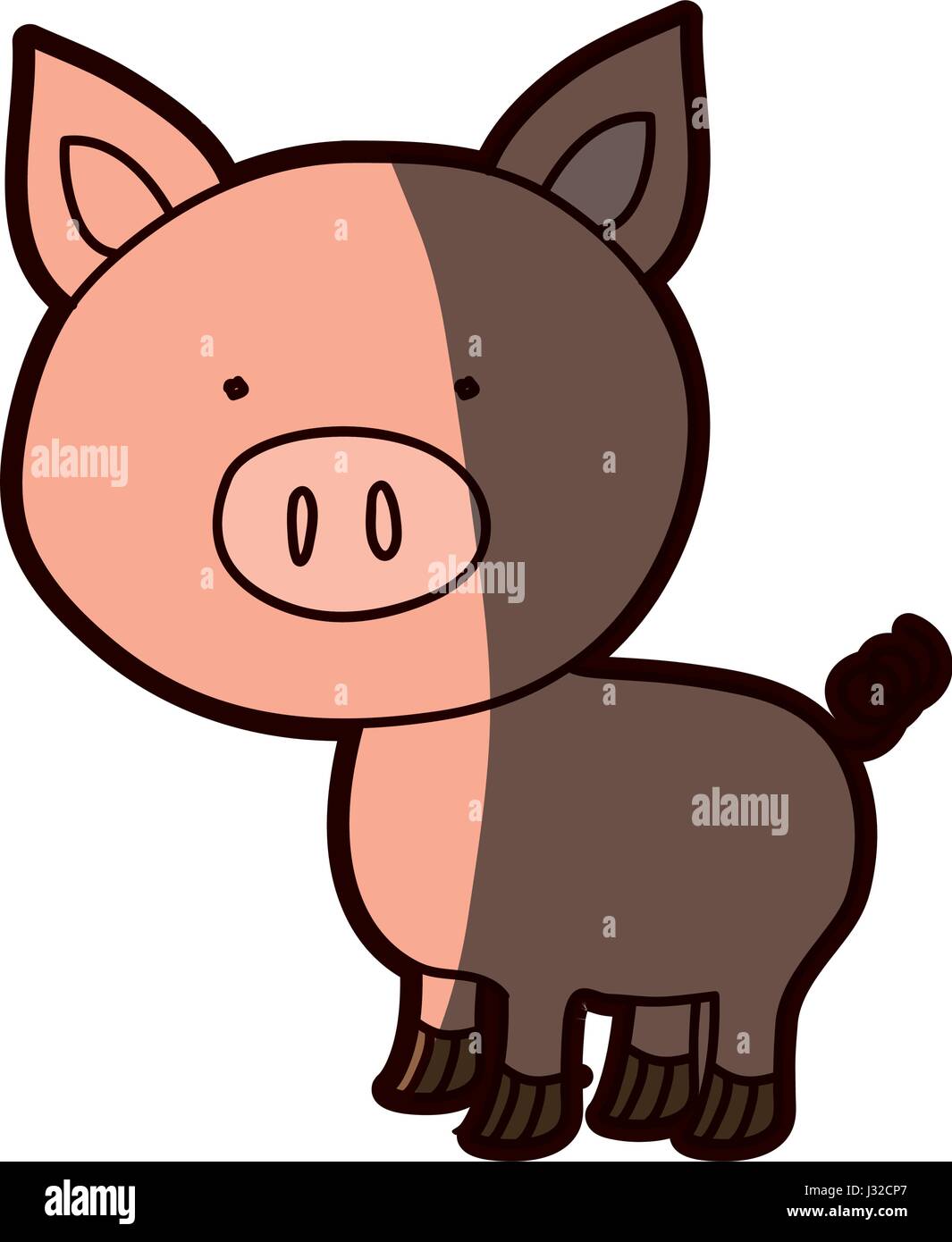 colorful silhouette of pig with half shadow Stock Vector Image & Art ...