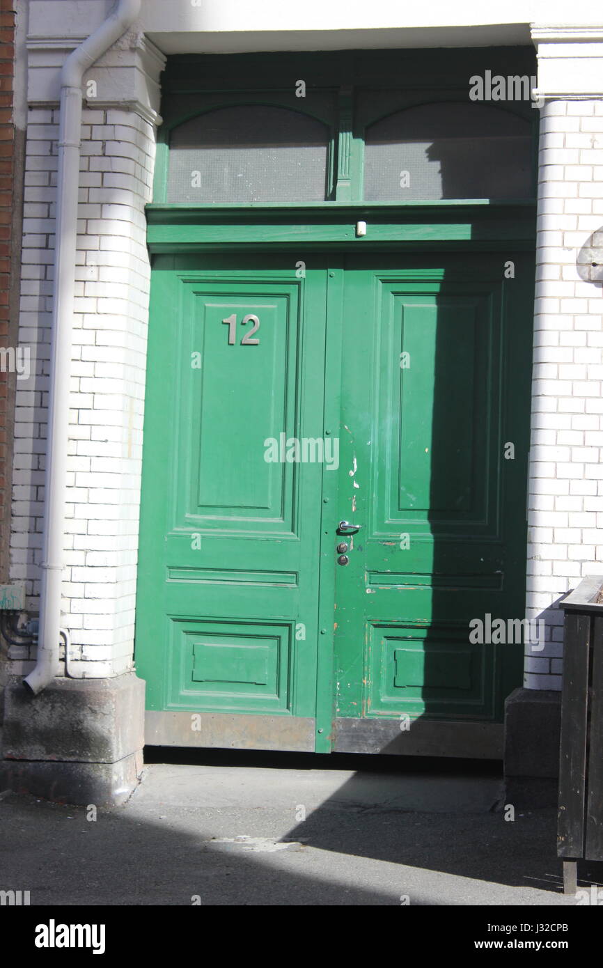 Green doors, Oslo, Norway Stock Photo - Alamy
