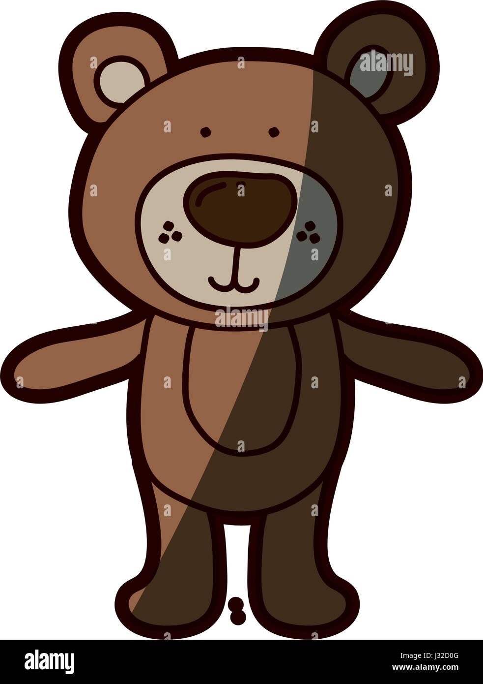 light colored hand drawn silhouette of bear with half shadow Stock ...