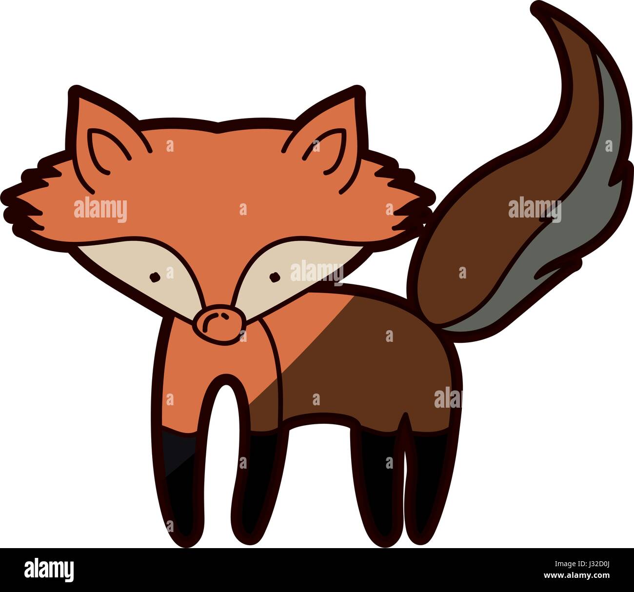 light colored hand drawn silhouette of fox with half shadow Stock ...