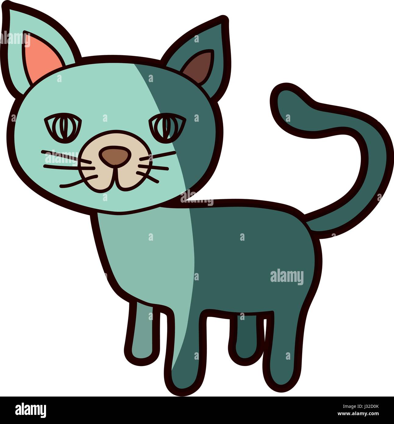 light colored hand drawn silhouette of cat with half shadow Stock ...