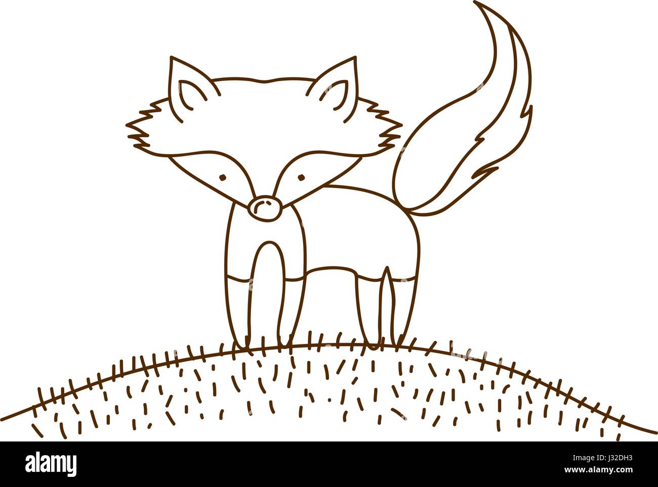 brown contour graphic of fox in hill Stock Vector Image & Art - Alamy