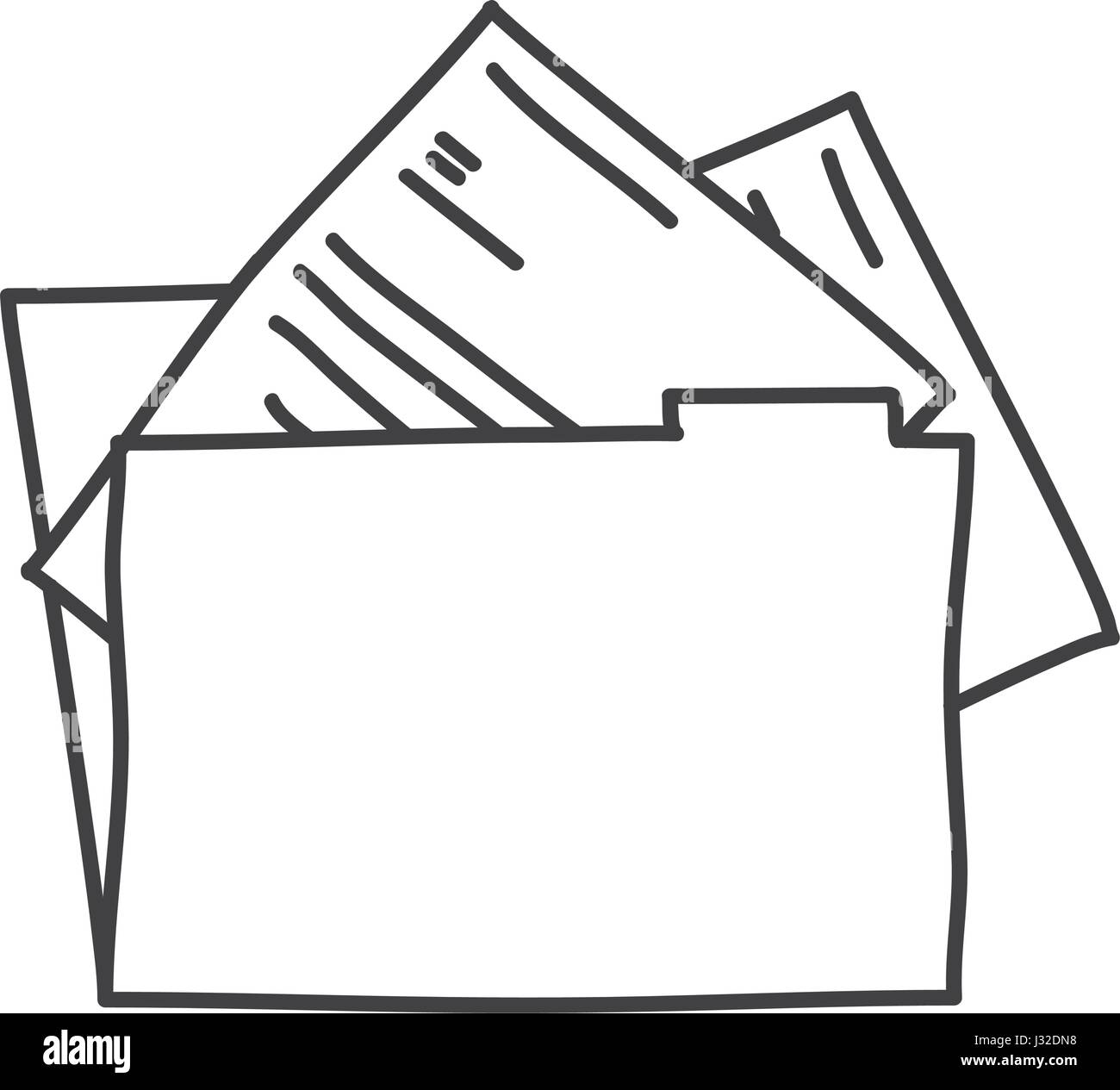 monochrome contour of folder with documents Stock Vector Image & Art ...