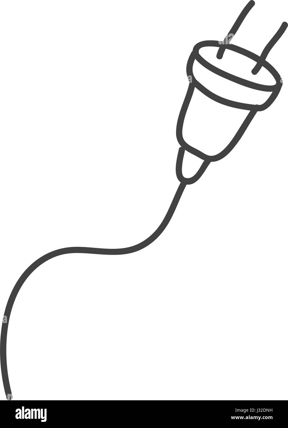 monochrome contour of plug connector with cord Stock Vector Image & Art ...