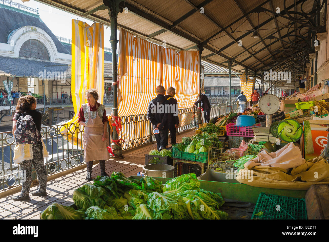 Bolhao Market Porto, view of an upper gallery in the Mercado do Bolhao ...